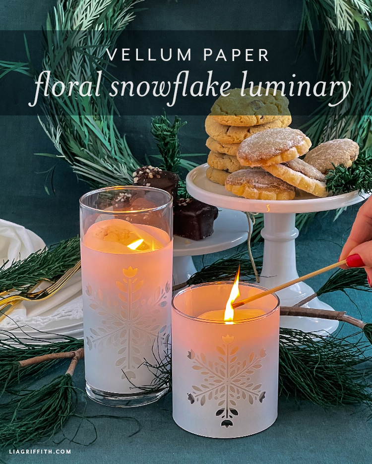 Papercut Floral Snowflake Luminary Template - Lia Griffith
