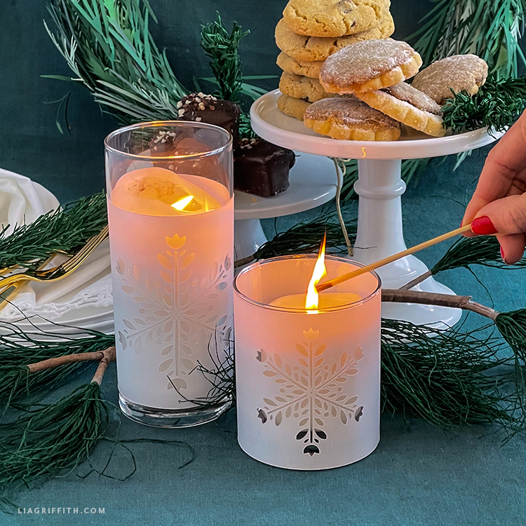 Papercut Floral Snowflake Luminary Template - Lia Griffith