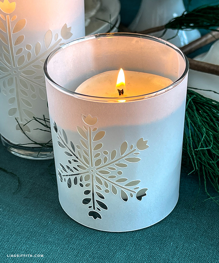 Papercut Floral Snowflake Luminary Template - Lia Griffith