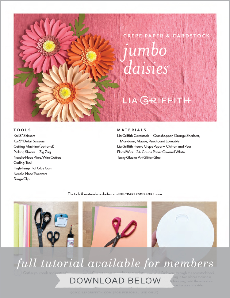 Jumbo Paper Daisies Flower Template & Tutorial - Lia Griffith