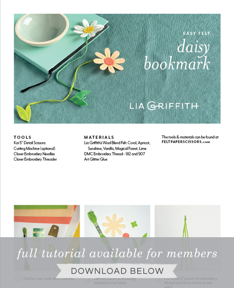 Felt Daisy Bookmark DIY Template & Tutorial - Lia Griffith