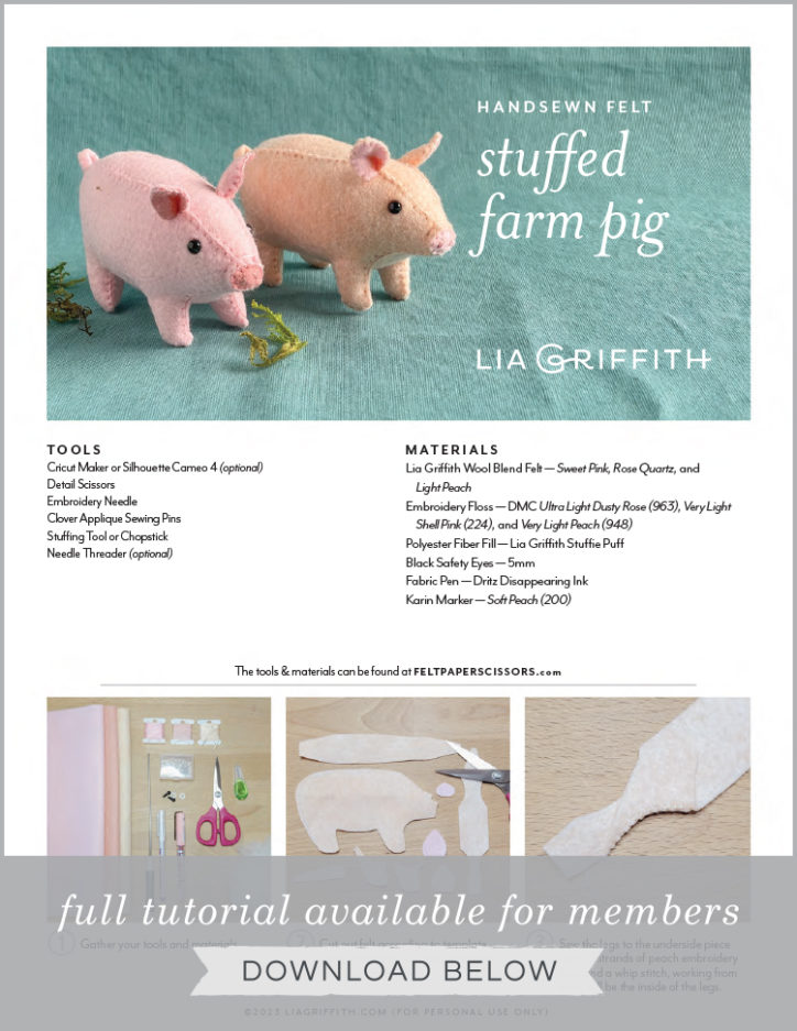 Felt Pigs DIY Template & Tutorial - Lia Griffith