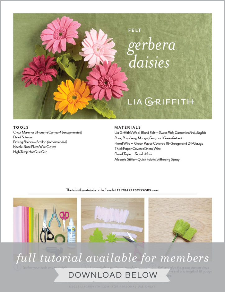 Felt Gerbera Daisies Template & Tutorial - Lia Griffith
