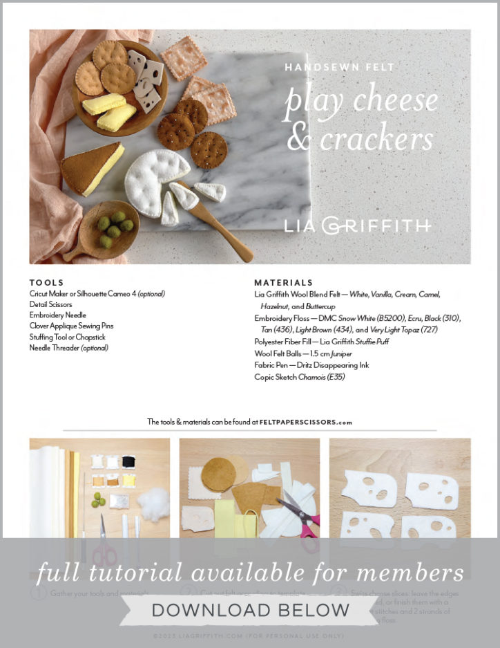 Felt Cheese and Crackers Template & Tutorial - Lia Griffith