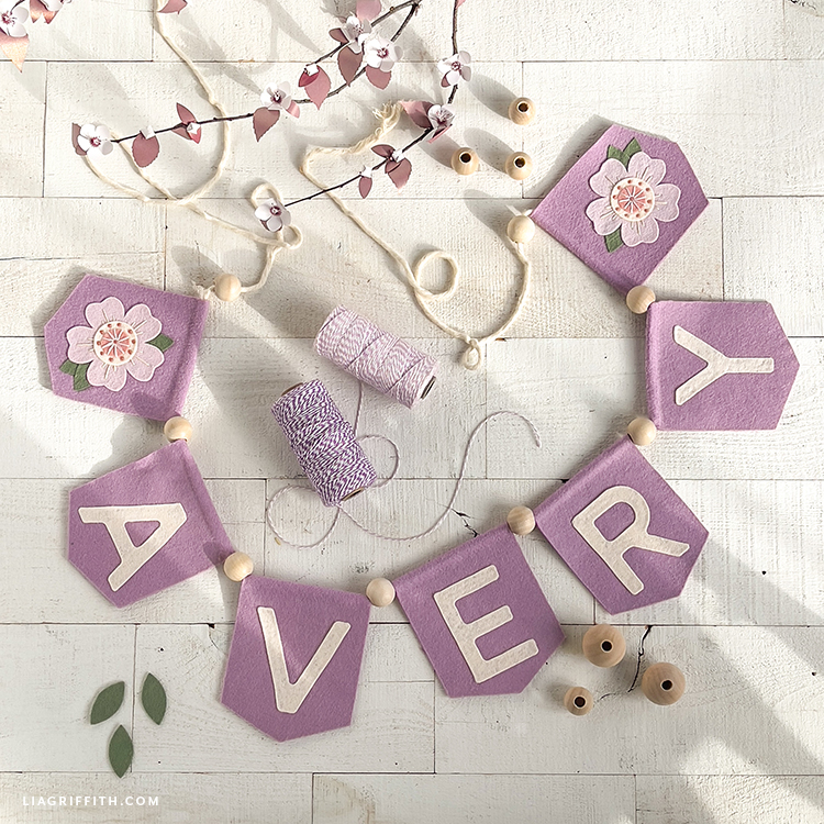 Wood Bead & Felt Name Banner DIY Template & Tutorial - Lia Griffith