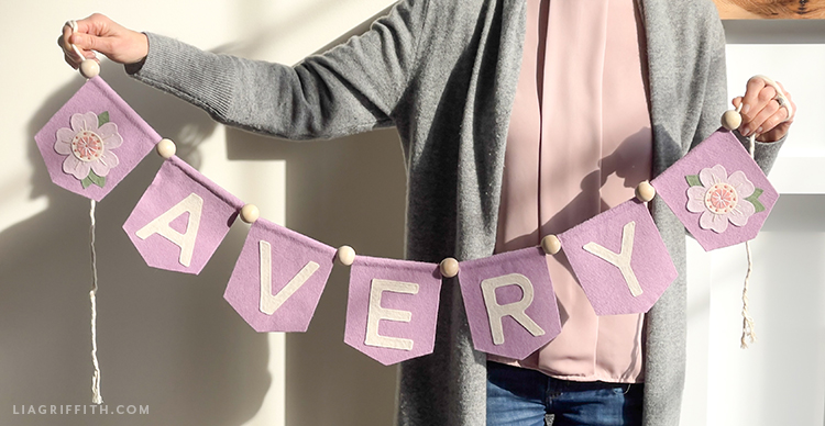 Wood Bead & Felt Name Banner DIY Template & Tutorial - Lia Griffith