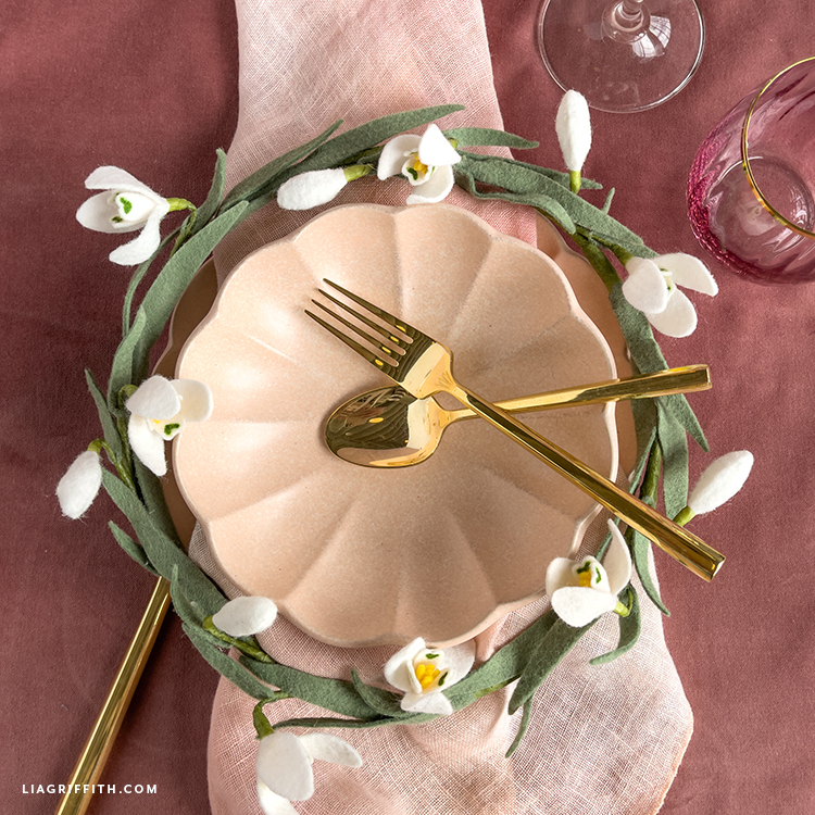 Felt Snowdrop Wreath Template & Tutorial - Lia Griffith