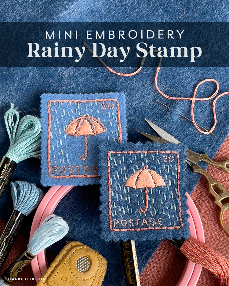 Rainy Day Embroidered Felt Stamp Template & Tutorial - Lia Griffith