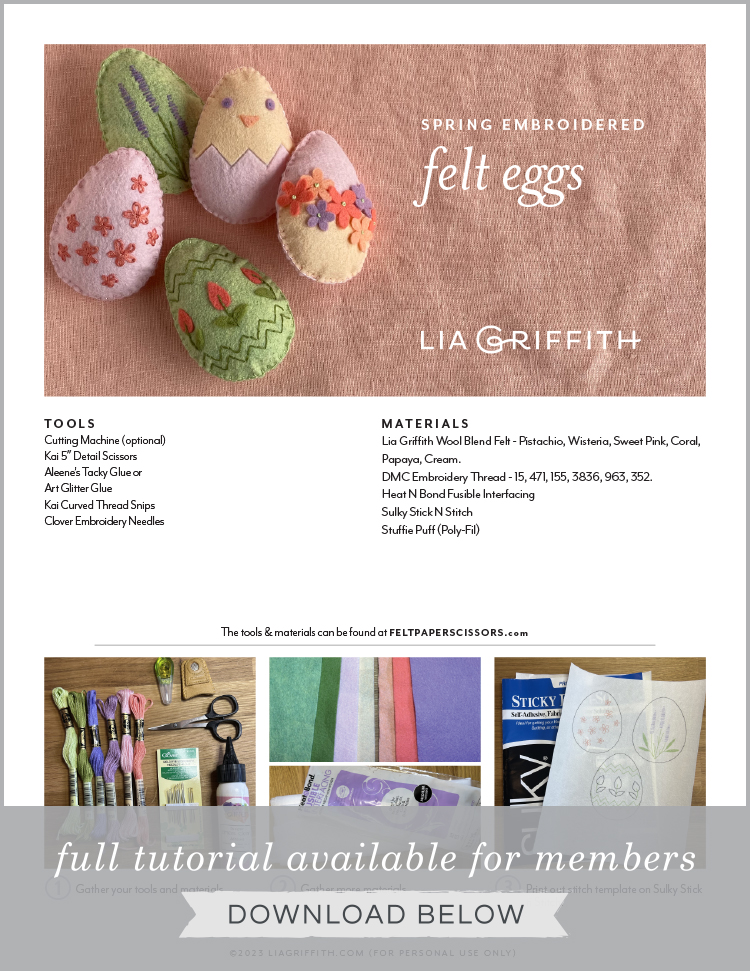 Embroidered Felt Eggs DIY Template & Tutorial - Lia Griffith