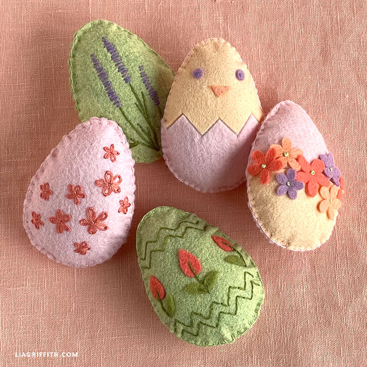 Embroidered Felt Eggs DIY Template & Tutorial - Lia Griffith