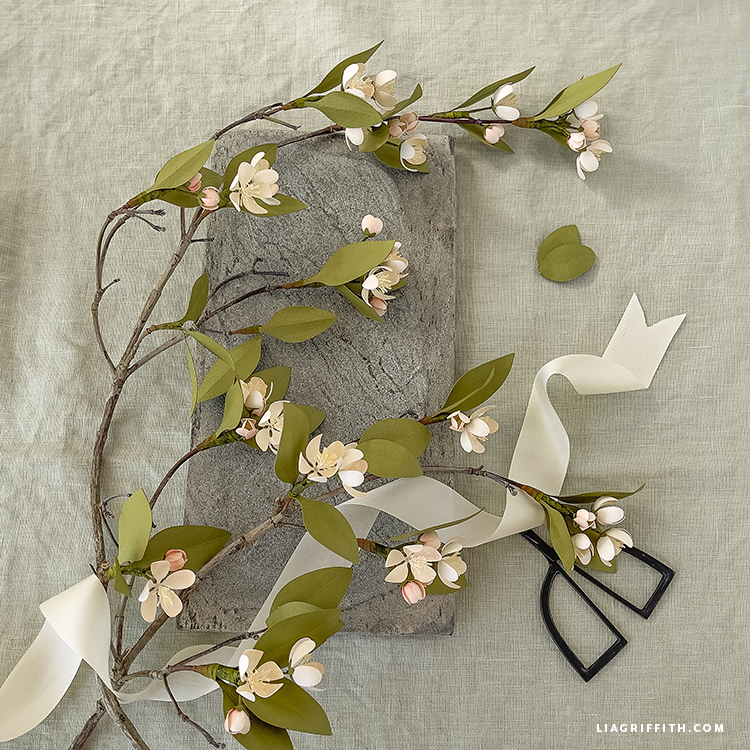 Paper Apple Blossom Branch Template & Tutorial - Lia Griffith