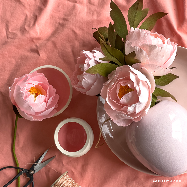 Crepe Paper Abalone Pearl Peony Template & Video Tutorial - Lia Griffith