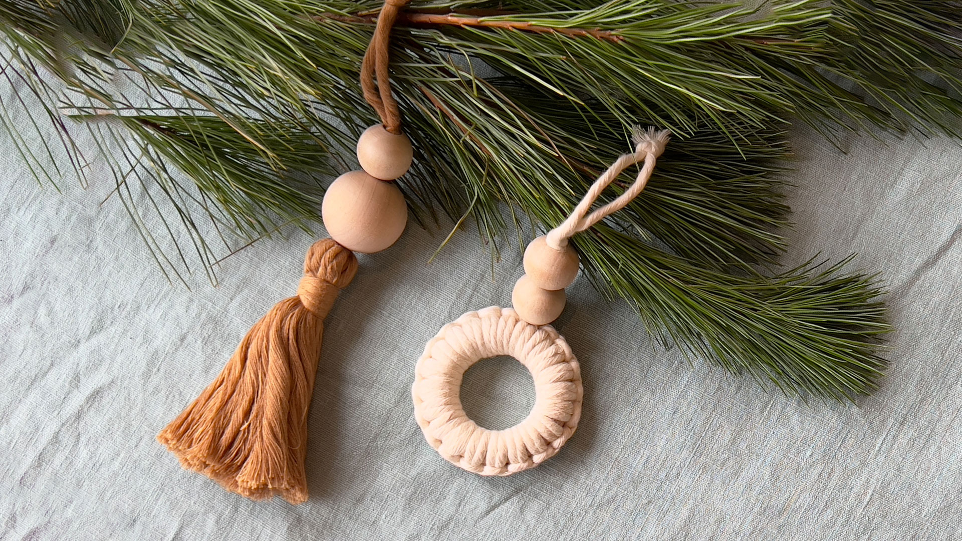 Wood Bead Macrame Ornaments DIY Tutorial - Lia Griffith