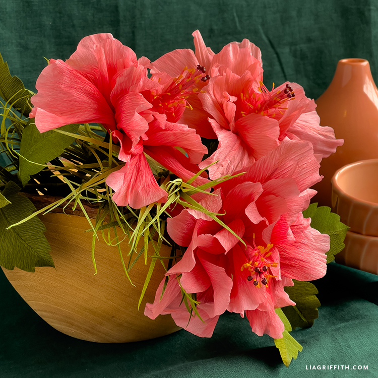 Crepe Paper Double Hibiscus Template & Tutorial - Lia Griffith