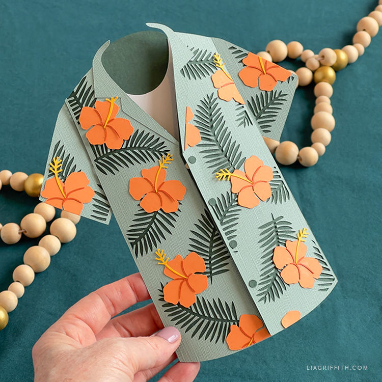 Papercut Hawaiian Shirt Card Template & Tutorial - Lia Griffith