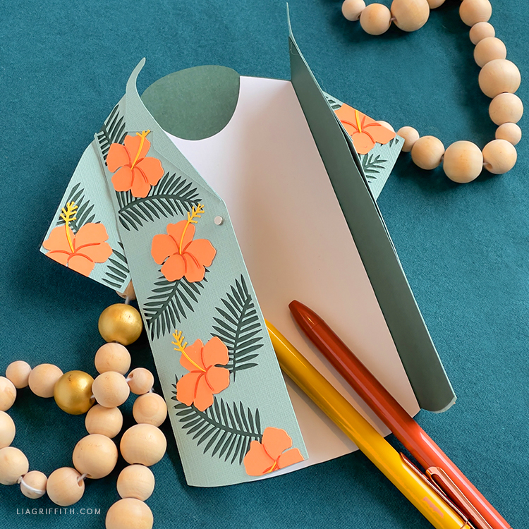 Papercut Hawaiian Shirt Card Template & Tutorial - Lia Griffith