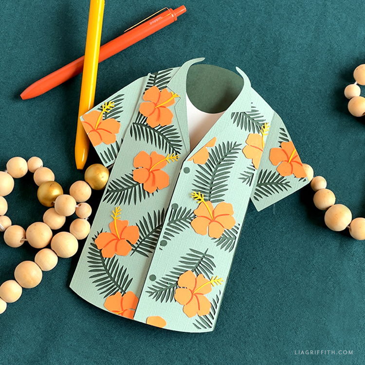 Papercut Hawaiian Shirt Card Template & Tutorial - Lia Griffith