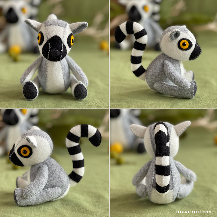 Felt Ring-Tailed Lemur DIY Template & Tutorial - Lia Griffith