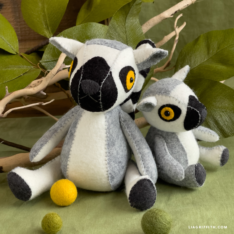 Felt Ring-Tailed Lemur DIY Template & Tutorial - Lia Griffith