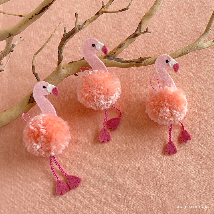 Pom Pom Flamingos DIY Template & Tutorial - Lia Griffith