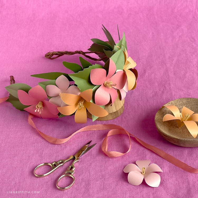 Paper Flower Tropical Head Wreath Template & Tutorial - Lia Griffith