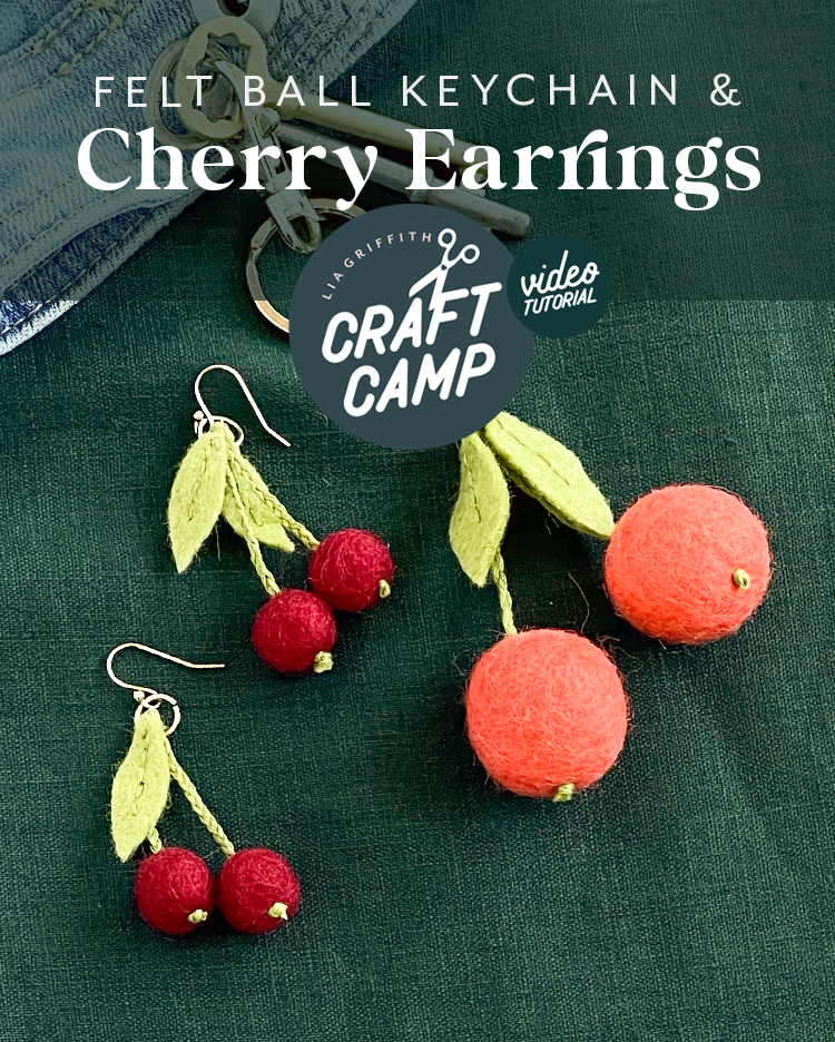 VIDEO: Felt Ball Cherry Earring & Keychain - Lia Griffith