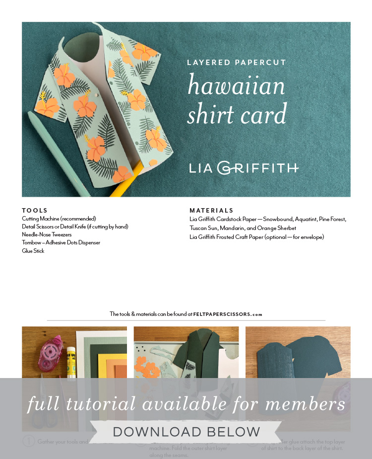 Papercut Hawaiian Shirt Card Template & Tutorial - Lia Griffith