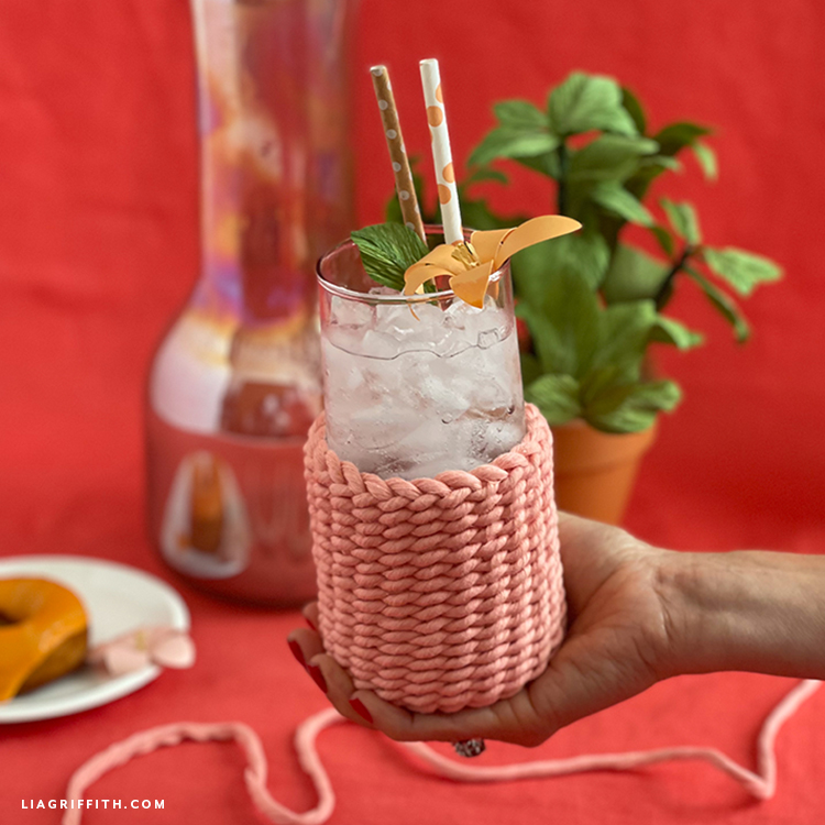 Macrame Cord Woven Drink Coozie - Lia Griffith
