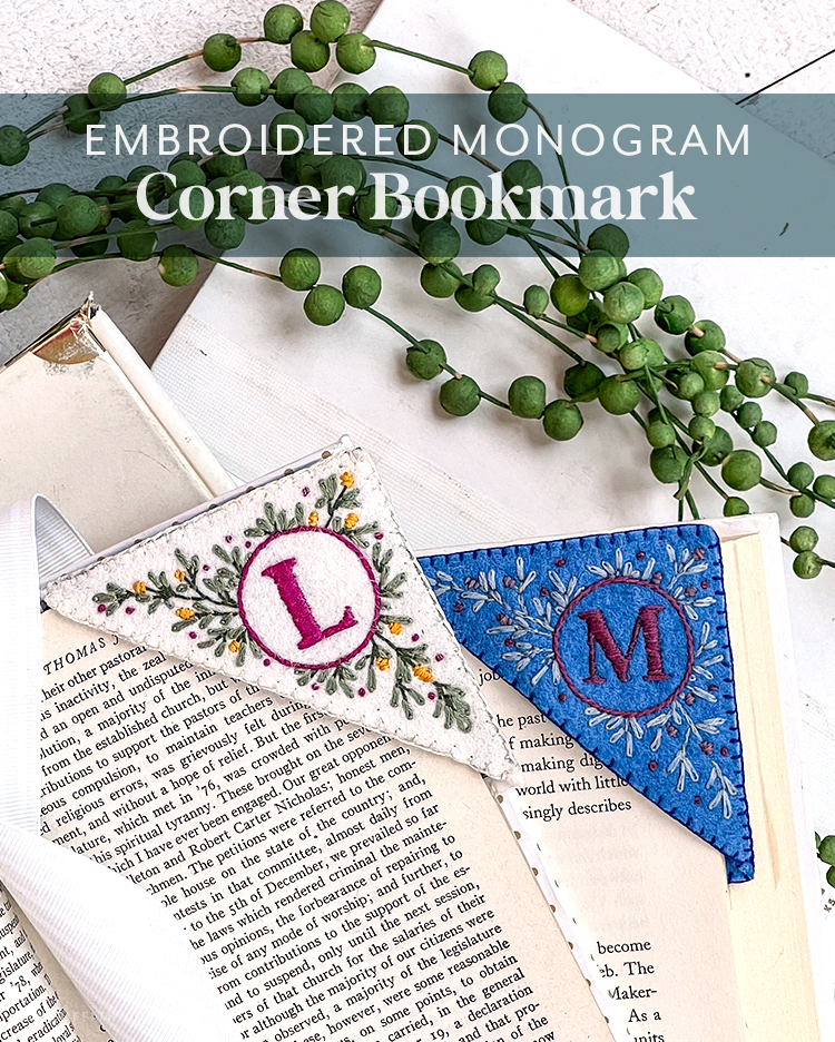 Embroidered Monogram Corner Bookmark - Lia Griffith