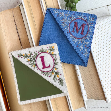 Embroidered Monogram Corner Bookmark - Lia Griffith