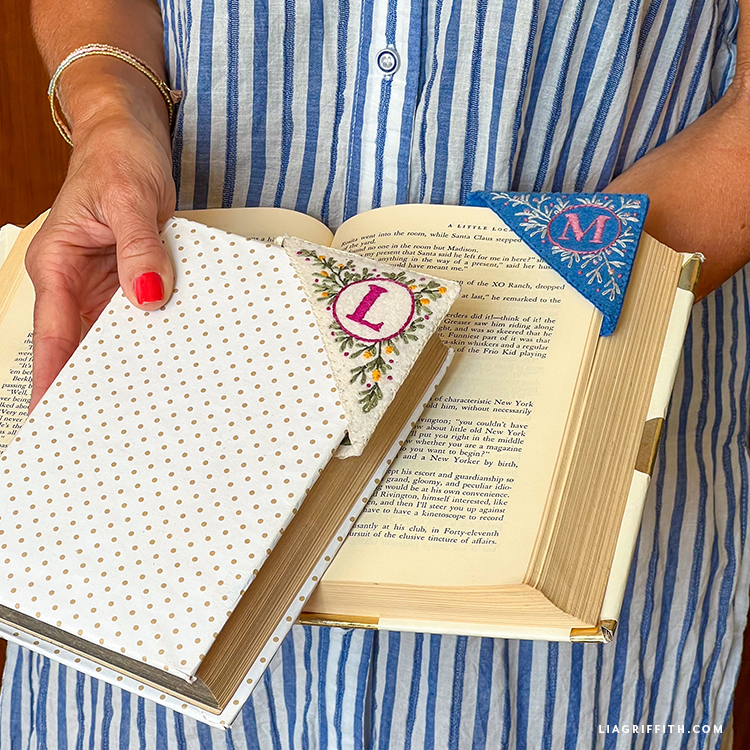 Embroidered Monogram Corner Bookmark - Lia Griffith