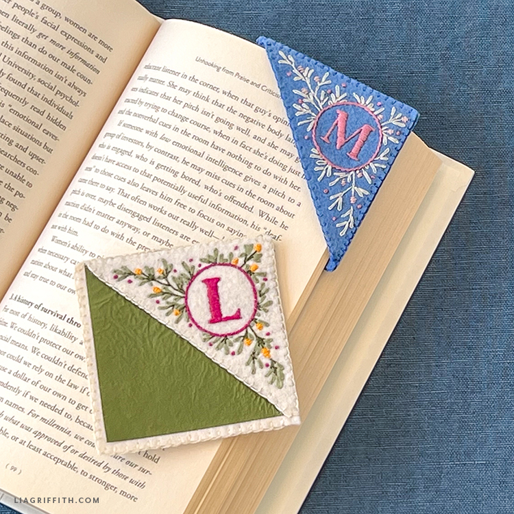 Embroidered Monogram Corner Bookmark - Lia Griffith