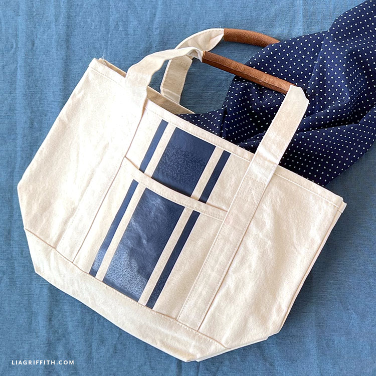 Vinyl Striped Tote Bag - Lia Griffith