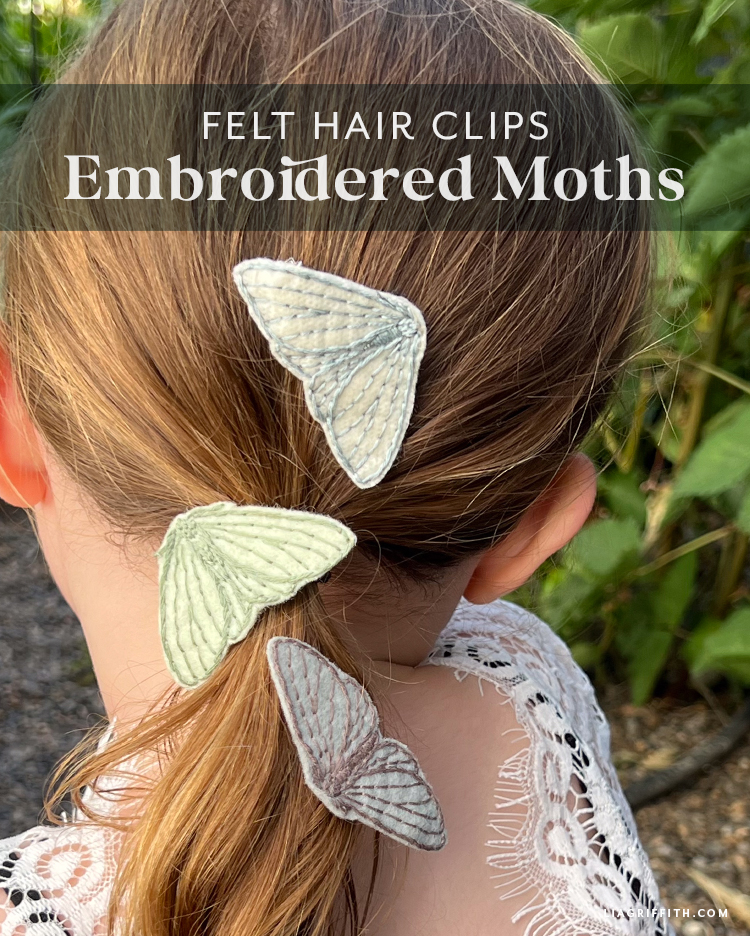 Embroidered Felt Moth Hair Clips - Lia Griffith