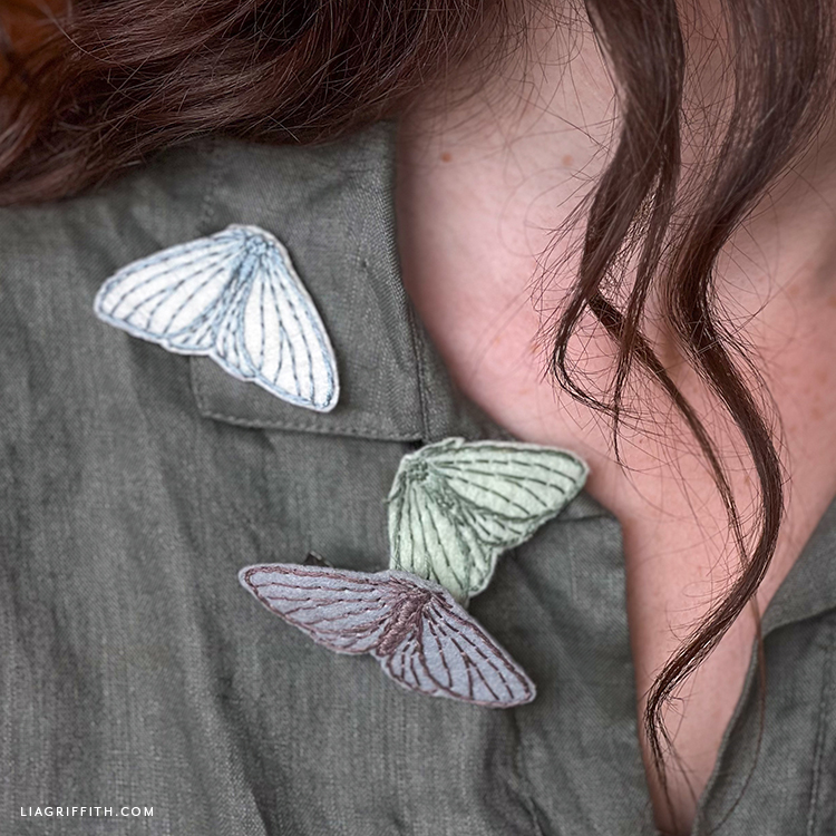 Embroidered Felt Moth Hair Clips - Lia Griffith
