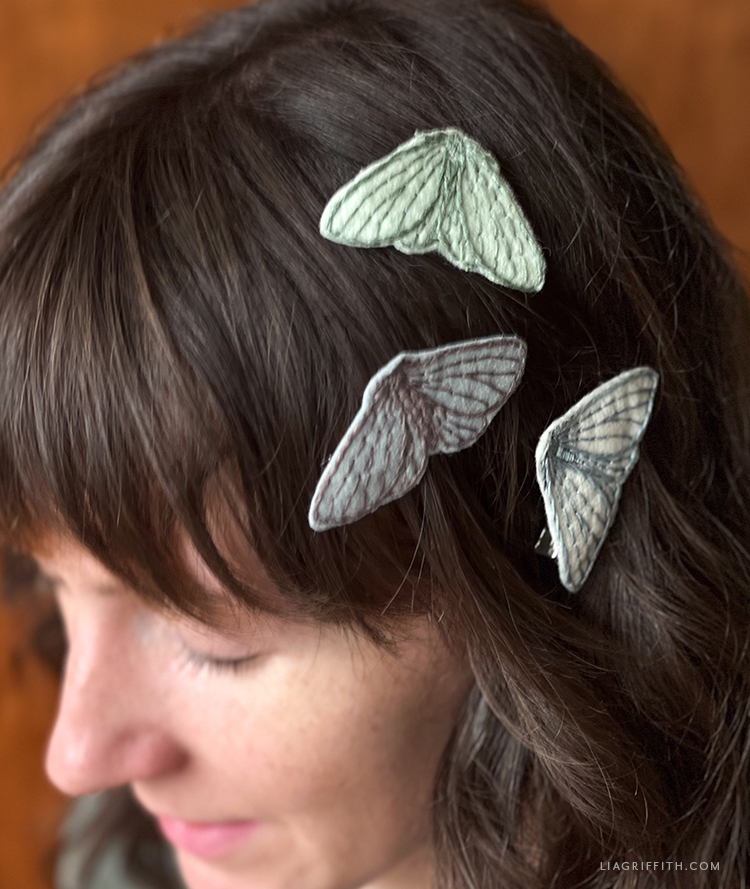 Embroidered Felt Moth Hair Clips - Lia Griffith