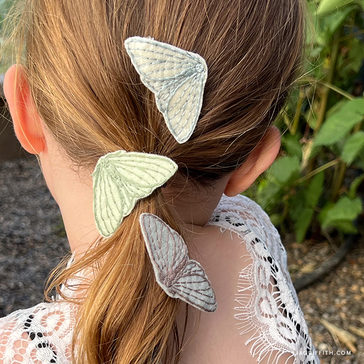 Embroidered Felt Moth Hair Clips - Lia Griffith