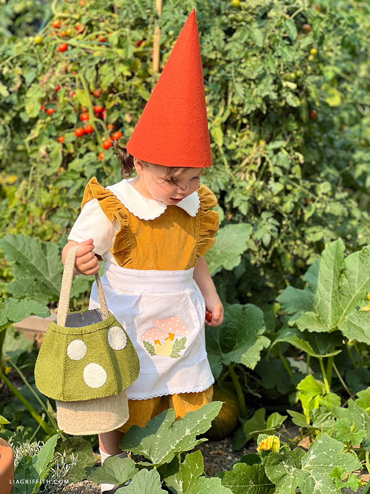 Felt Gnome Hat and HTV Apron Costume - Lia Griffith