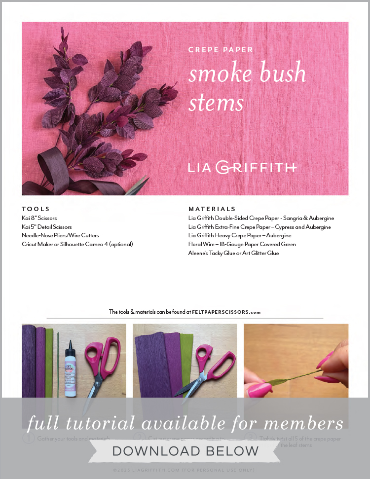 Crepe Paper Smoke Bush Stems - Lia Griffith