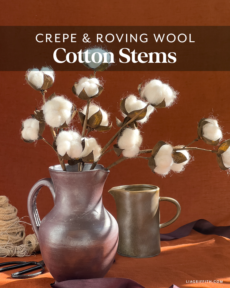 Paper and Roving Wool Cotton Stems - Lia Griffith