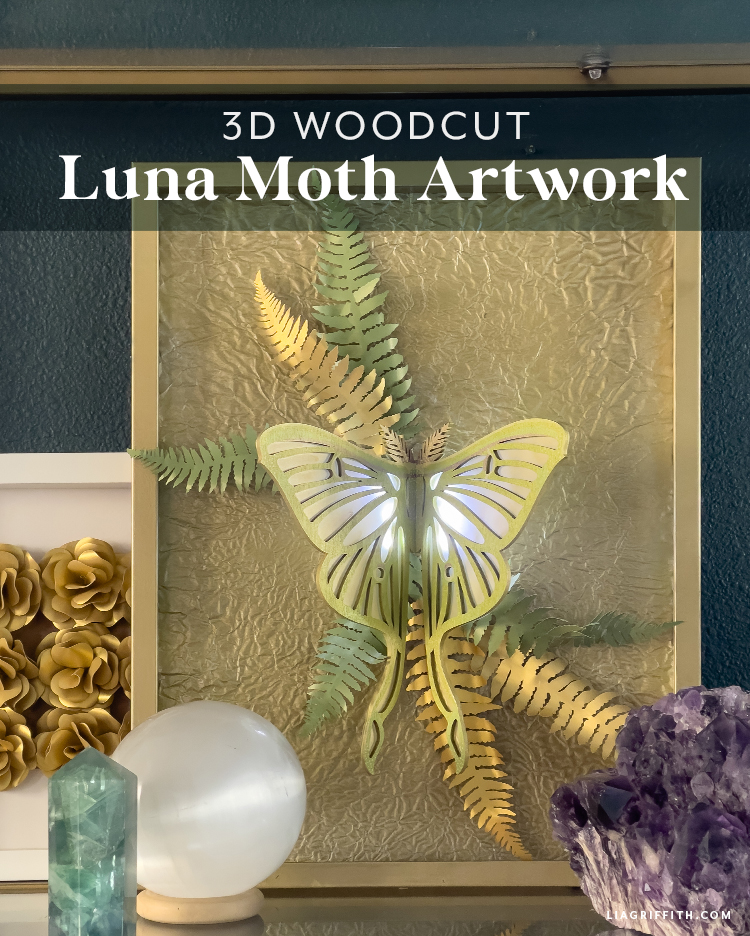 Personalize Your 3D Woodcut Luna Moth Artwork