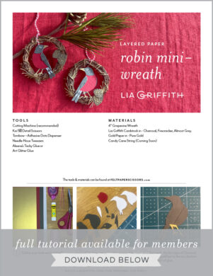 Layered Paper Robin Mini-Wreath Ornaments - Lia Griffith