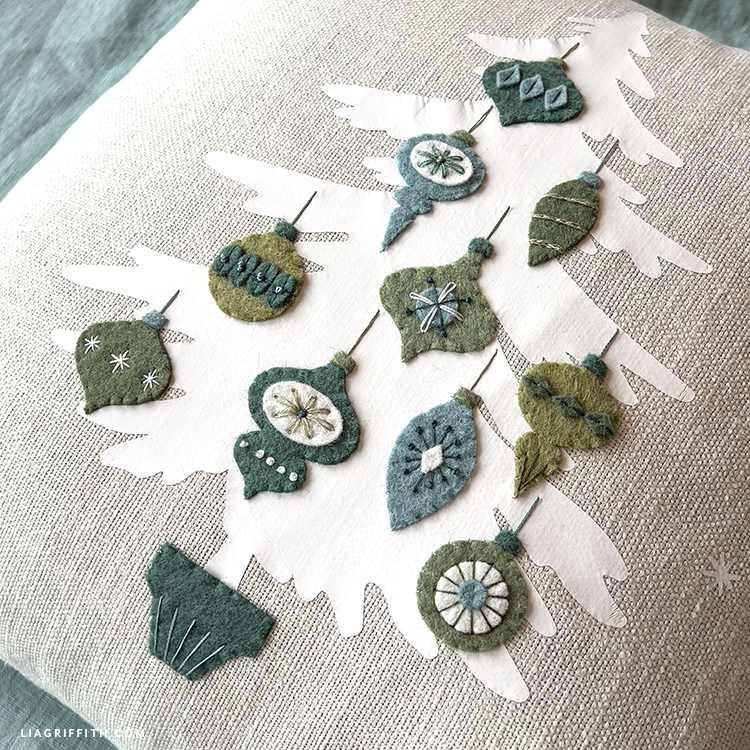 Felt Applique Holiday Tree Pillow - Lia Griffith