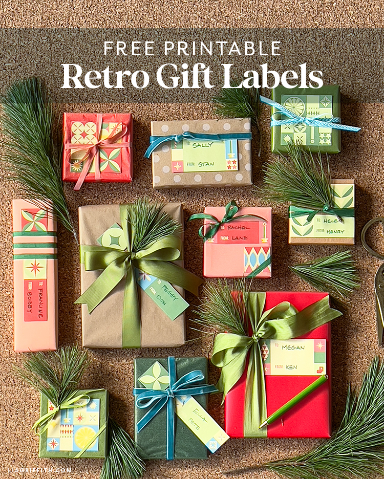 Printable Retro Gift Labels for the Holidays - Lia Griffith