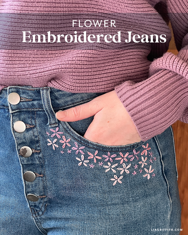 Flower Embroidered Jeans - Lia Griffith
