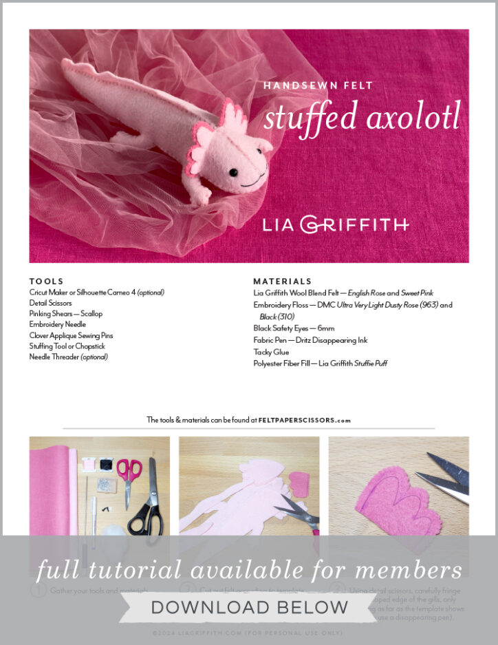 Felt Axolotl Stuffie - Lia Griffith