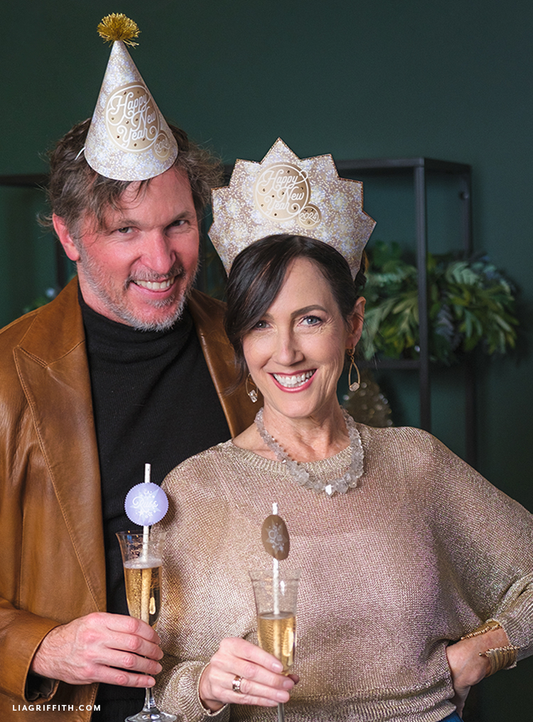 Printable New Year's Eve Labels & Hats - Lia Griffith