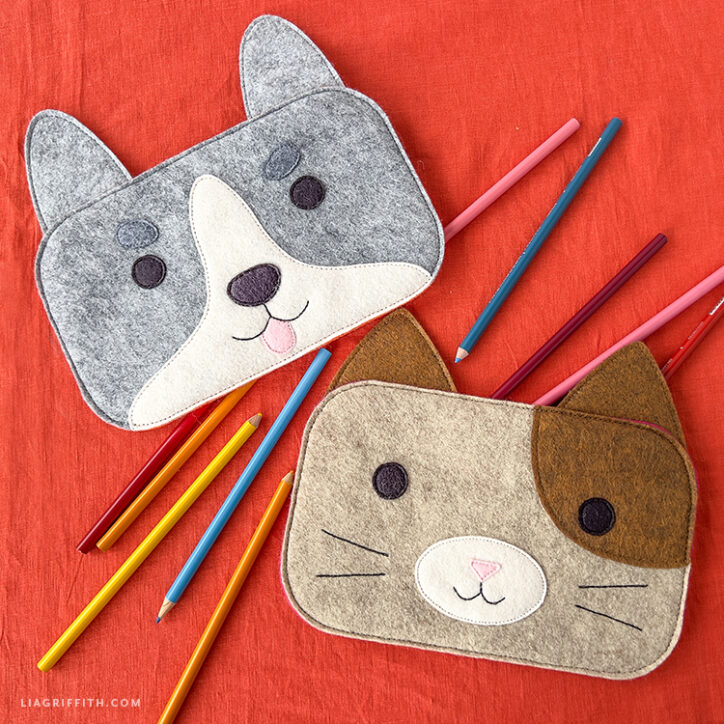 Felt Cat & Dog Pencil Cases - Lia Griffith