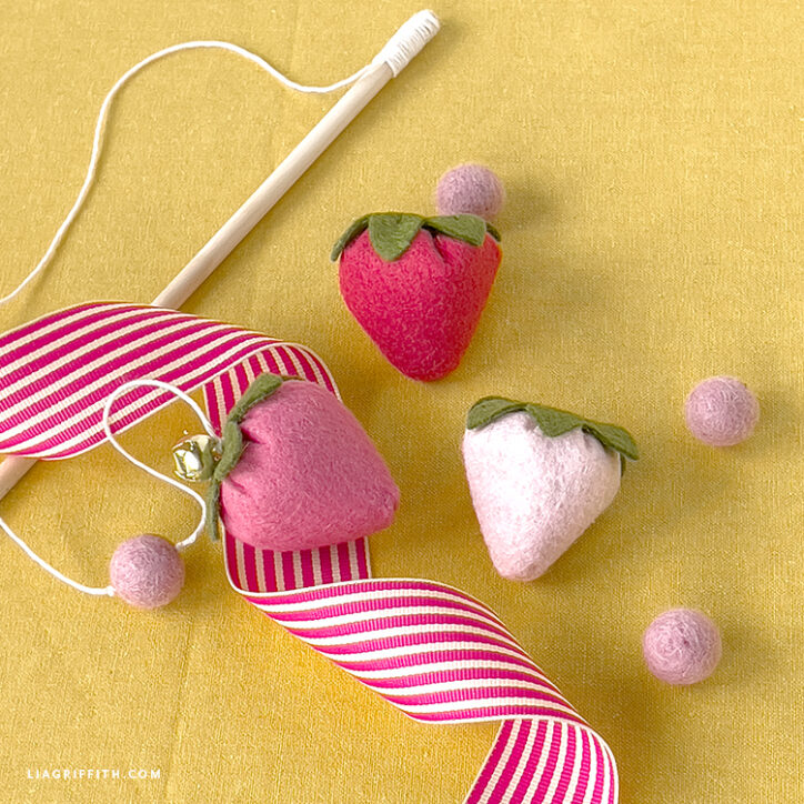 Felt Strawberry Cat Toys - Lia Griffith