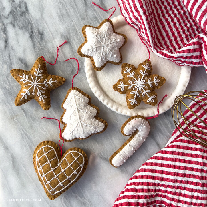 Felt Gingerbread Ornaments - Lia Griffith